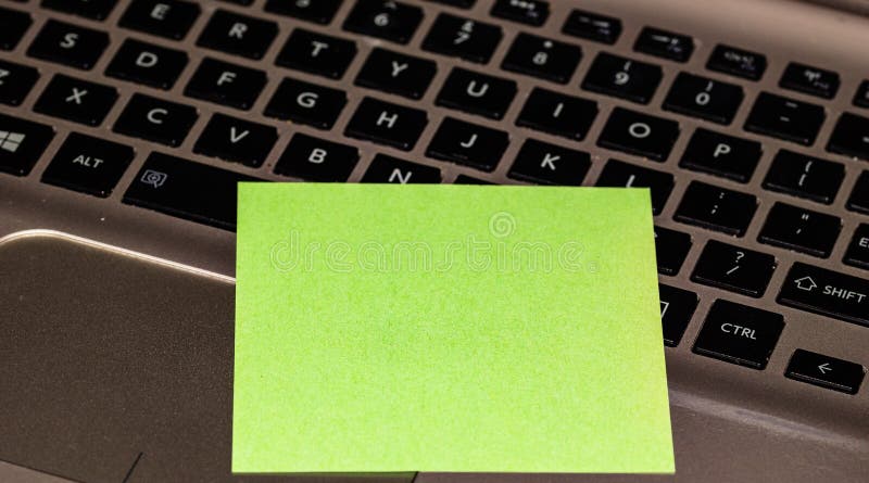 Blank Green Sticky Note, Post it on Keyboard. Close Up Stock Image ...