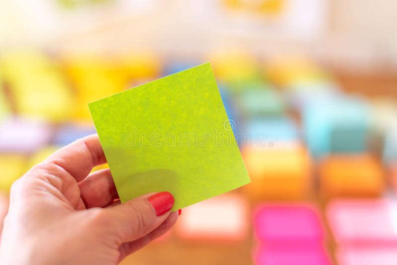 Blank Green Sticky Note with Space for Text Stock Photo - Image of ...