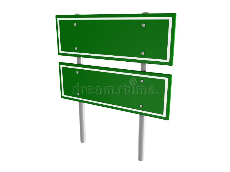 Blank Green Traffic Road Sign on White Stock Illustration ...