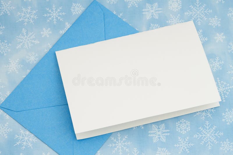 Blank Greeting Card with Blue Envelope on Snowflakes Stock Image ...