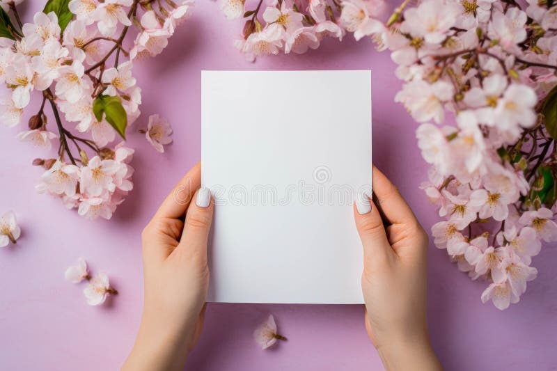 Blank Greeting Card Mockup with Hands Holding the Invitation Card ...