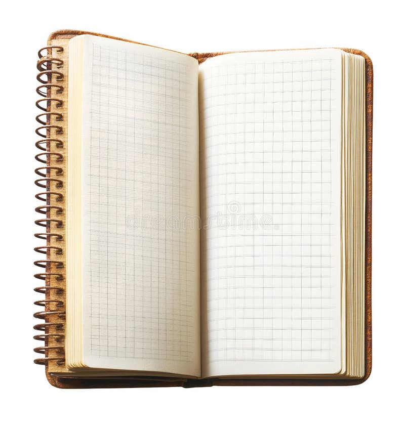 Blank Grid Notebook - Open Spiral Bound Journal Stock Image ...