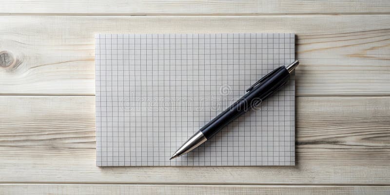 Blank Grid Paper and Pen on Wooden Surface Ready for Notes and Ideas ...
