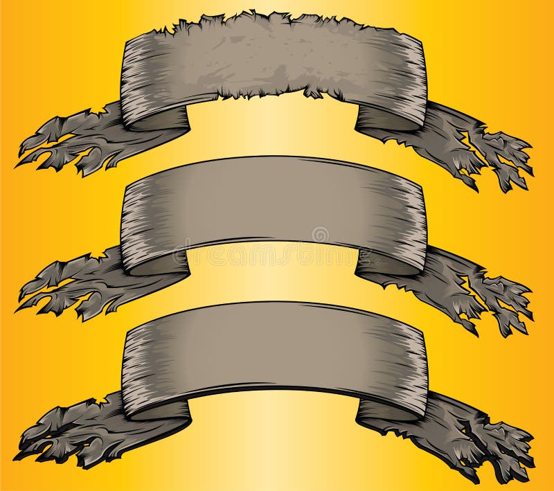Blank Grungy Old Paper Banner Ribbon Stock Illustration - Illustration ...