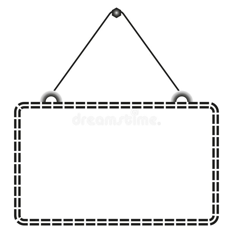 Blank Hanging Sign. Rectangular Frame Vector. Dashed Outline Shape ...