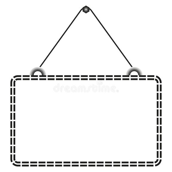 Blank Hanging Sign. Rectangular Frame Vector. Dashed Outline Shape ...