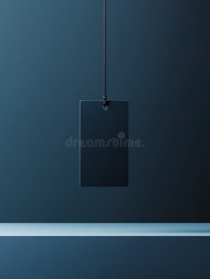 Blank Hanging Tag on a Blue Minimalist Background Stock Photo - Image ...