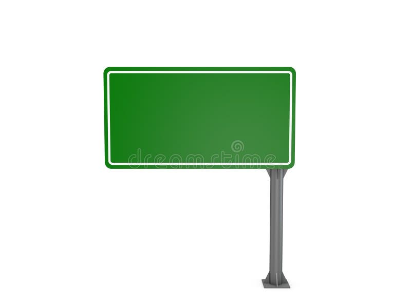 Blank Green Highway Sign.3d Vector Illustration.Front View. Stock ...