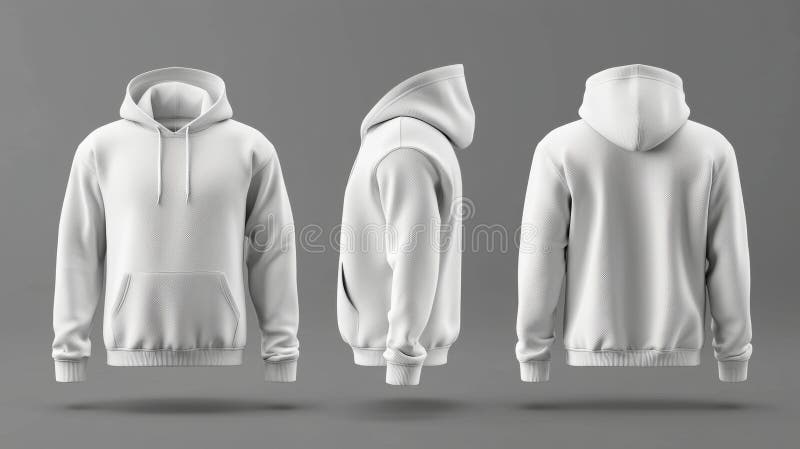 A Blank Hooded Sweatshirt Mockup in 3D Featuring Front and Side Views ...