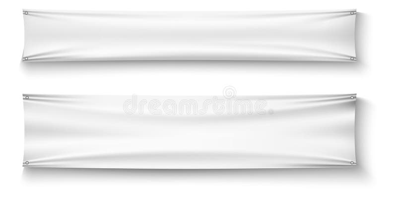 Banner Hanging between Two Poles. Realistic Mockup Template Stock ...
