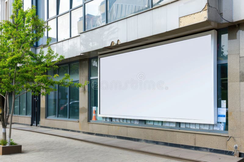 Blank Horizontal Billboard Mockup on a Building. Stock Image - Image of ...
