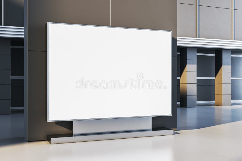 Blank Horizontal Billboard Mockup in Modern Urban Hall with Clean ...