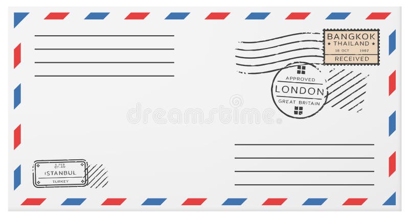 Blank Horizontal Postal Envelope Template Stock Vector - Illustration ...