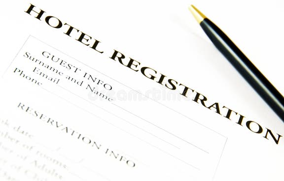 Blank Hotel Registration Form Stock Image - Image of close, english ...
