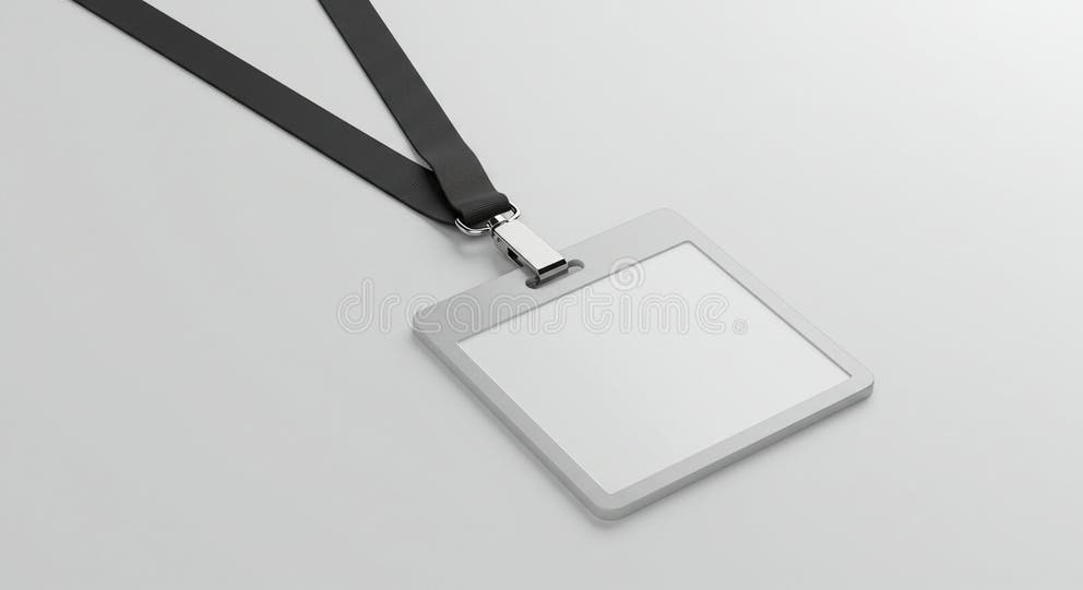 A Blank Identification Badge with a Rectangular Shape and Gray Border ...