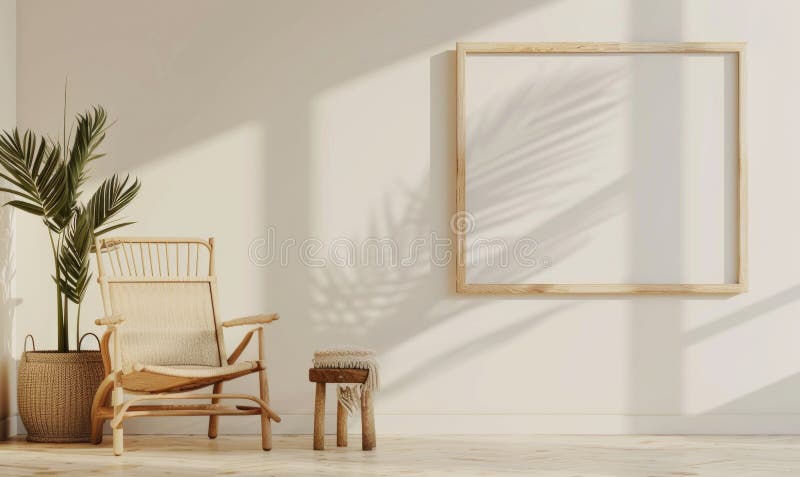 A Blank Image Frame Mockup on a Soft Ivory Wall in a Minimalistic ...