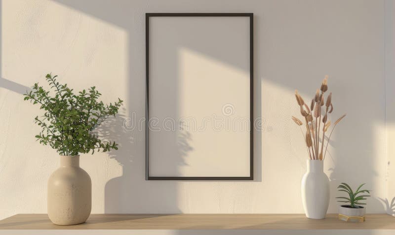 A Blank Image Frame Mockup on a White Wall in a Minimalistic Modern ...