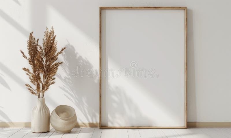 A Blank Image Frame Mockup on a White Wall in a Minimalistic Modern ...