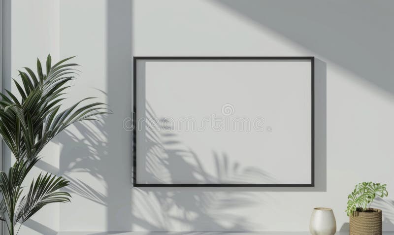 A Blank Image Frame Mockup on a White Wall in a Minimalistic Modern ...