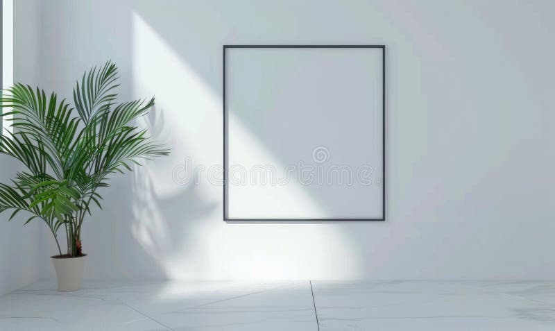 A Blank Image Frame Mockup on a White Wall in a Minimalistic Modern ...