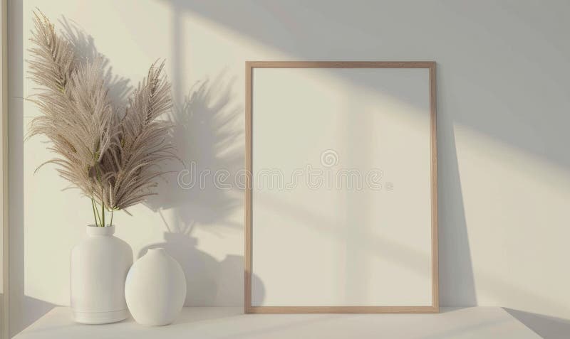 A Blank Image Frame Mockup on a White Wall in a Minimalistic Modern ...