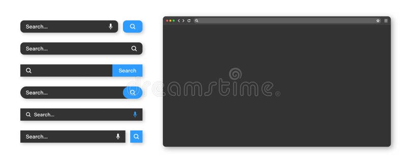 Various Search Bars with Outline Border. Internet Browser Engine with ...