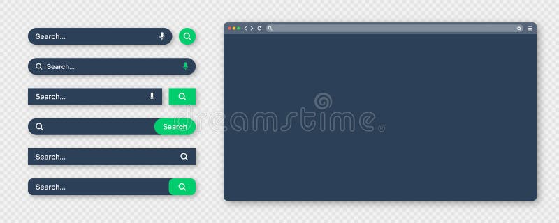 Various Search Bars with Outline Border. Internet Browser Engine with ...