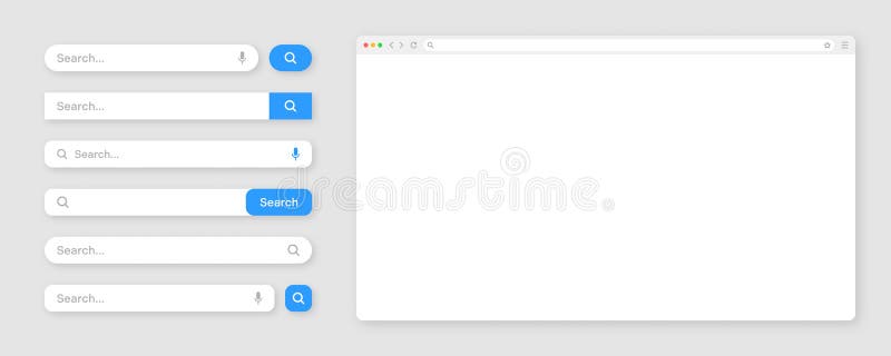 Various Search Bars with Outline Border. Internet Browser Engine with ...