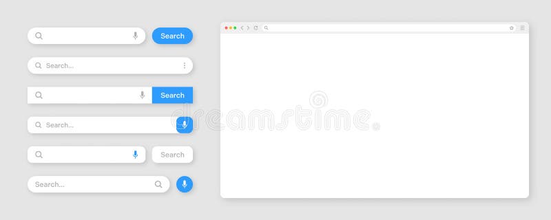 Various Search Bars with Outline Border. Internet Browser Engine with ...