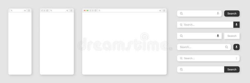 Various Search Bars with Outline Border. Internet Browser Engine with ...