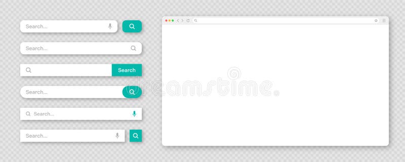 Various Search Bars with Outline Border. Internet Browser Engine with ...