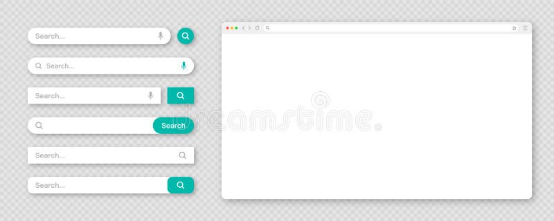 Various Search Bars with Outline Border. Internet Browser Engine with ...