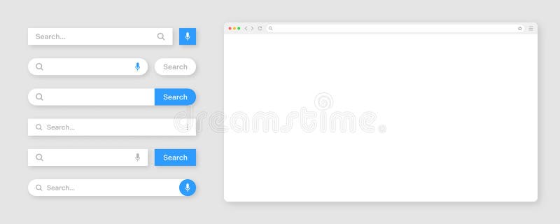 Various Search Bars with Outline Border. Internet Browser Engine with ...