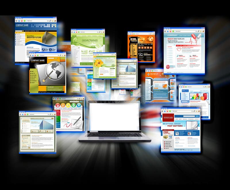 Abstract Laptop Internet Computer With URL Stock Illustration ...