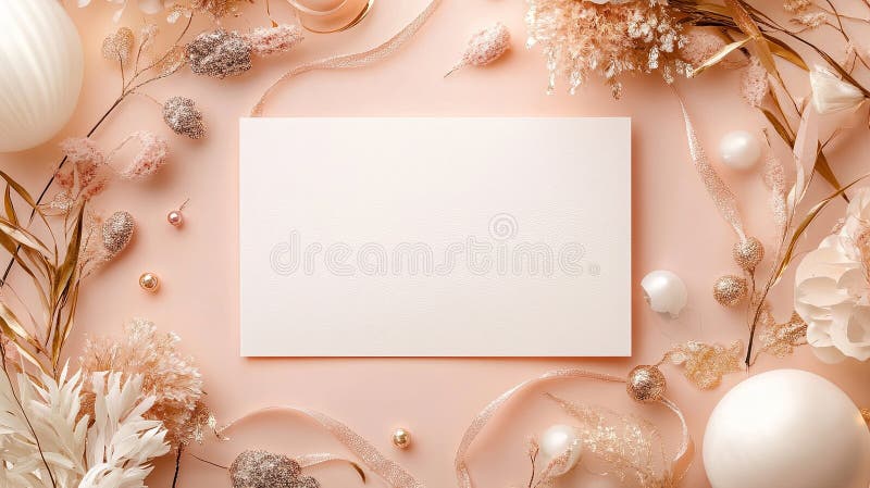 Blank Invitation Card Framed Soft Gold Pastel Decorations Stock Photos ...