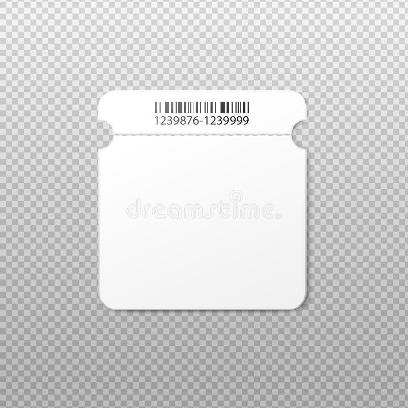 Blank Isolated Ticket Template with Rounded Square Shape and Barcode ...