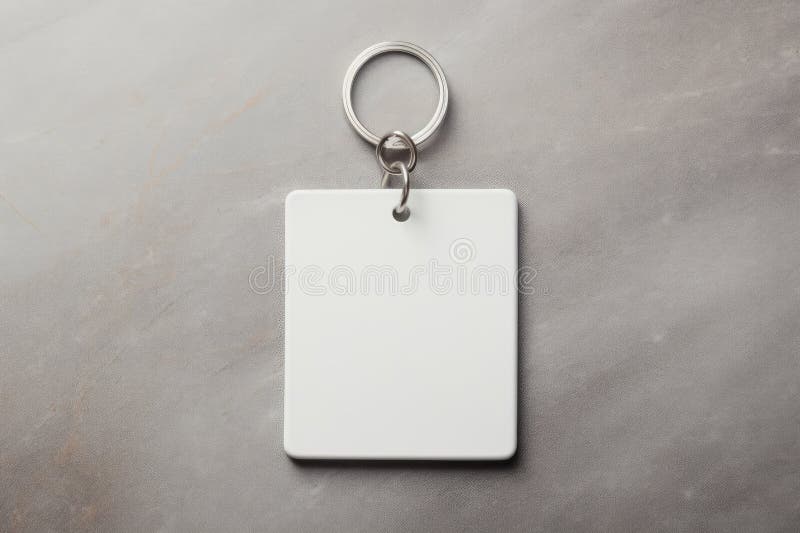 Blank Keychain Mockup on Grey Background Stock Photo - Image of metal ...