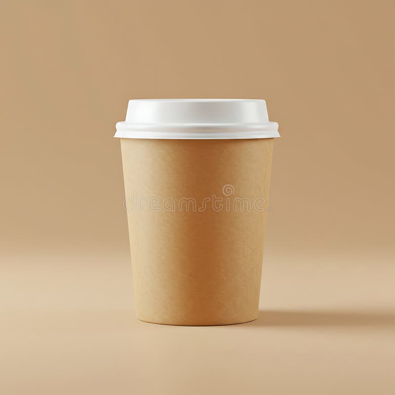 Blank Kraft Coffee Cup Mockup on Solid Background Stock Illustration ...