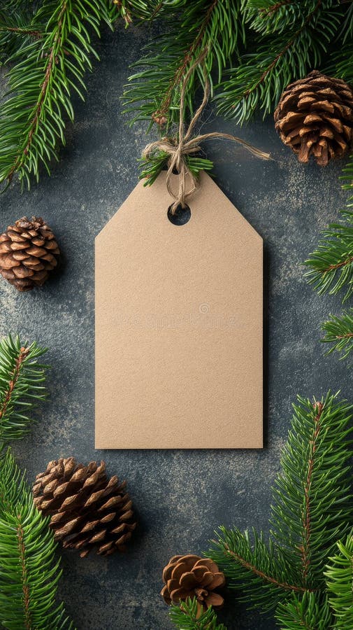 Label with Branches of Spruce Stock Photo - Image of pine, label: 78613014