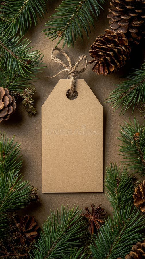 Label with Branches of Spruce Stock Photo - Image of pine, label: 78613014