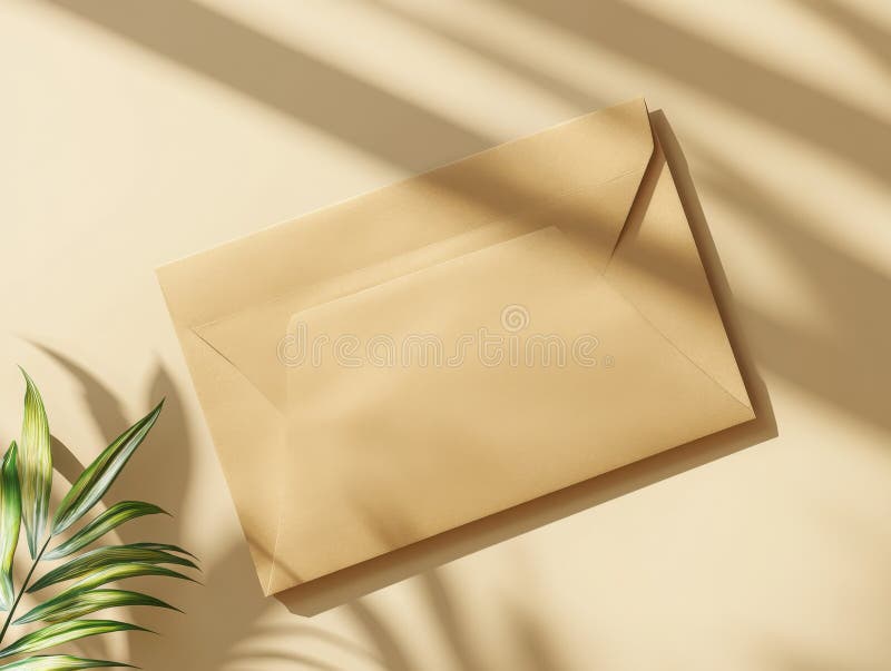 A Blank Kraft Paper Mailer Mockup is Positioned Flat on a Soft Beige ...