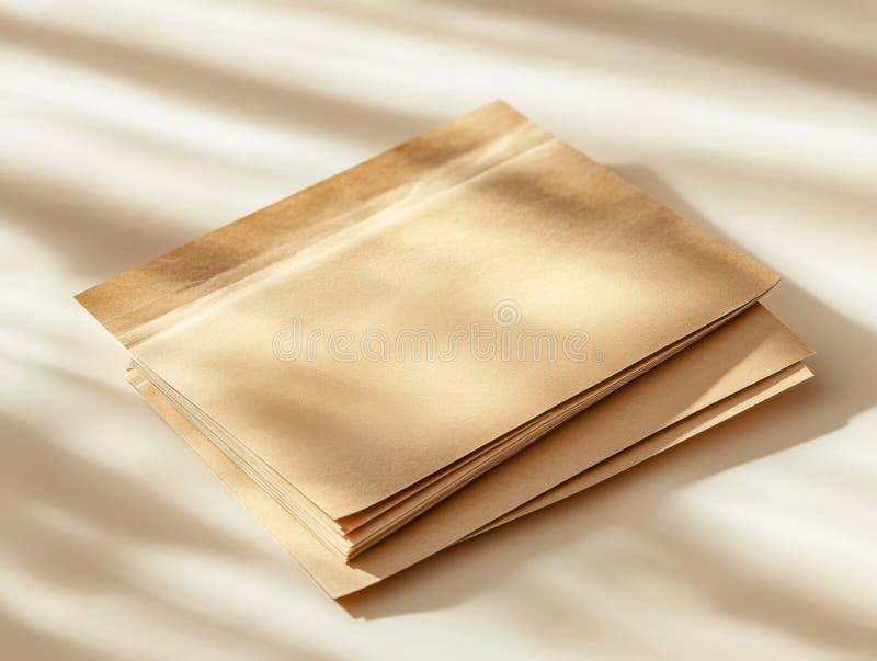 A Blank Kraft Paper Mailer Mockup is Positioned Flat on a Soft Beige ...