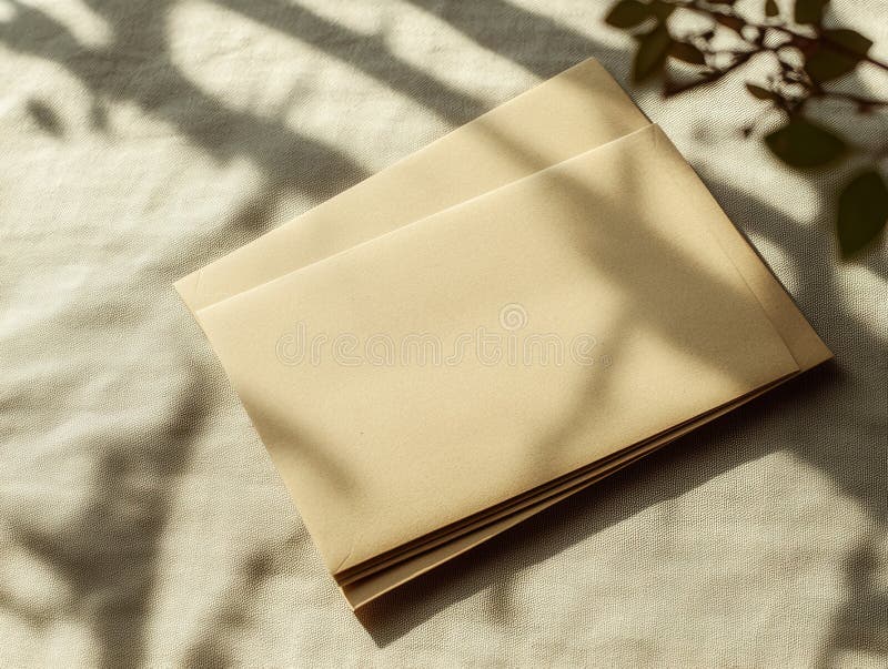 A Blank Kraft Paper Mailer Mockup is Positioned Flat on a Soft Beige ...