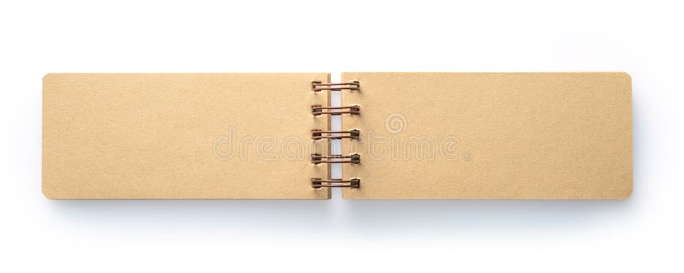 Blank Kraft Paper Notebook with Spiral Binding on a White Background ...