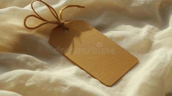 Blank Kraft Paper Tag on Beige Fabric Stock Illustration - Illustration ...