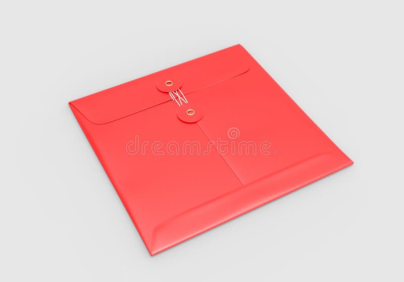 Blank Kraft Tie Button String Closure Envelope for Branding. 3d Render ...