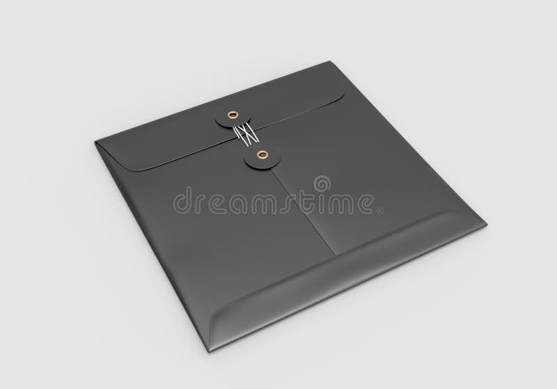 Blank Kraft Tie Button String Closure Envelope for Branding. 3d Render ...
