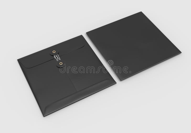 Blank Kraft Tie Button String Closure Envelope for Branding. 3d Render ...