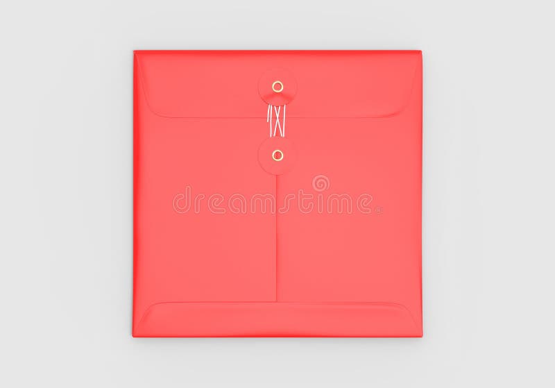 Blank Kraft Tie Button String Closure Envelope for Branding. 3d Render ...