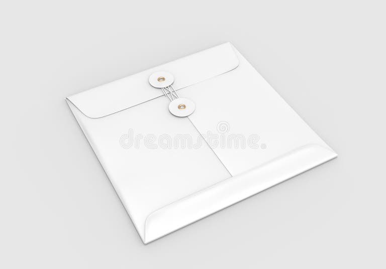 Blank Kraft Tie Button String Closure Envelope for Branding. 3d Render ...